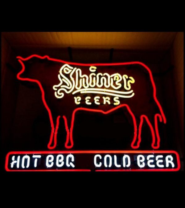Custom Shiner Beer Hot BBQ Barbeque Cold Beer Neon Sign Real Neon Light ...